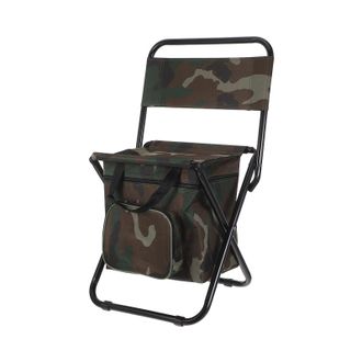 Soimiss Klappbarer Angelstuhl mit R&uuml;ckenlehne Faltbarer Campinghocker mit K&uuml;hltasche Tragbarer Outdoor Stuhl f&uuml;r Angeln Camping und Wandern UV Best&auml;ndig Leich