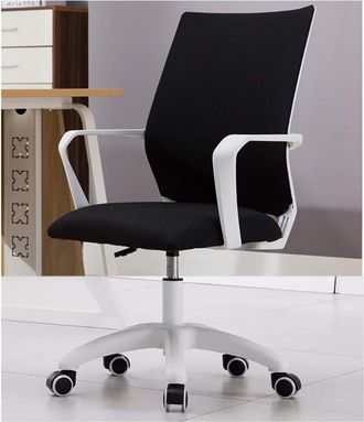 Generic Ergonomischer B&uuml;rostuhl mit Stoffr&uuml;ckenlehne, Rollen, festen Armlehnen und Schaumstoffpolstern in elegantem Schwarz