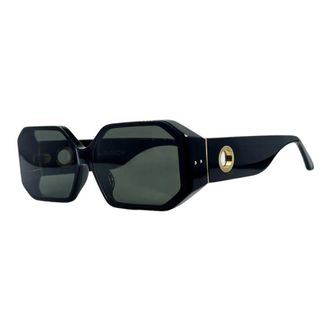 Linda Farrow Elegante Schwarze Sonnenbrille mit Gr&uuml;nen Gl&auml;sern - - Accessories - Damen - Schwarzk - ONE SIZE