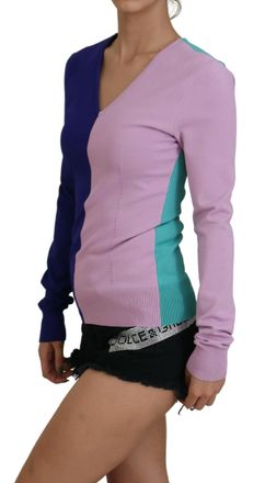 Dolce & Gabbana Womens Multicolor V-Neck Viscose Long Sleeves Sweater Clothing