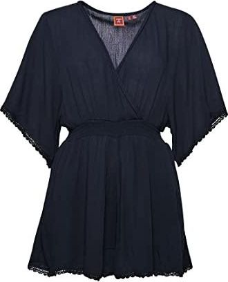 Superdry Robe de plage vintage pour femme, bleu marine, taille S