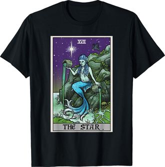 The Ghoulish Garb The Star Tarot-Karte Halloween Meerjungfrau Hexe Gruselige Sirene T-Shirt