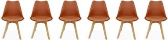 Sweeek Sweeek - Lot de 6 chaises scandinaves. pieds bois de hêtre. chaises 1 place. terracotta