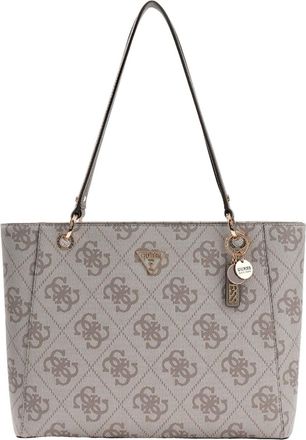 Guess Schultertasche Shopper Noelle II Tote Bag Dark Taupe Logo creme