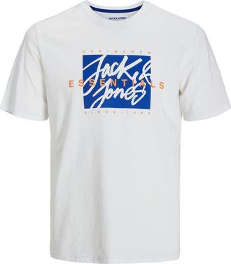 Jack & Jones Rundhalsshirt Jack&Jones XXL T-Shirt weiß Frontprint JJCOLTON