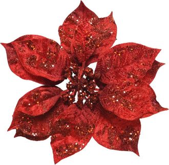 Decoris Weihnachtsstern Rot Glanz Auf Clip