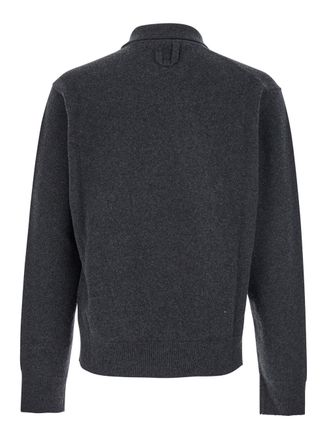 Jacquemus Mens Grey Wool Asymmetrical Cardigan Tops Top