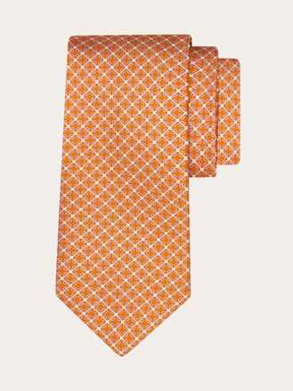 Ferragamo Herren Seidenkrawatte mit Vara-Plaketten-Print Orange