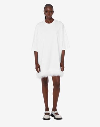 Moschino Robe en coton lourd d&eacute;cor&eacute;e - Blanc