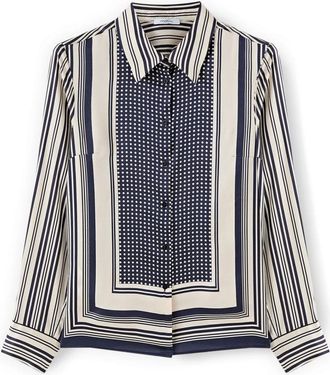 Motivi Femme, Blouses et Chemises, Bleu, Taille: 42 FR Chemisier satin&eacute; imprim&eacute; foulard