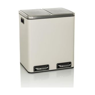 hjh OFFICE Collecteur de d&eacute;chets / syst&egrave;me de tri s&eacute;lectif Clean 9 - 30L (2 x 15 L) acier beige hjh OFFICE