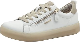 Tamaris Comfort Damen Sneaker flach mit Reißverschluss Freizeit, Mehrfarbig (White/Beige), 41 EU