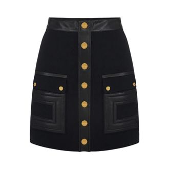 Elisabetta Franchi Bestickter Logo-Minirock aus Krepp - - Skirts - Damen - Schwarzk - S