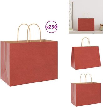 vidaXL Papiertragetaschen 250 Stk. mit Henkeln Rot 32x17x25 cm - Papiertragetasche - Papiertragetaschen - Papiert&uuml;te - Kraftpapiert&uuml;te