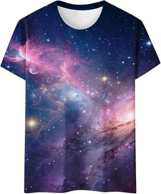 Generic T-shirt &agrave; manches courtes et col rond pour femme avec imprim&eacute; n&eacute;buleuse violet | T-shirt d&eacute;t&eacute; l&eacute;ger et respirant pour la rue, les voyages, les festiva