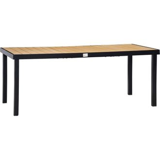 OUTSUNNY Table de jardin rectangulaire pour 8 personnes en aluminium plateau PE &agrave; lattes aspect bois dim. 190L x 90l x 74H cm noir