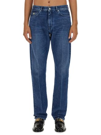 Versace Regular Fit Cotton Denim Jeans - Blue
