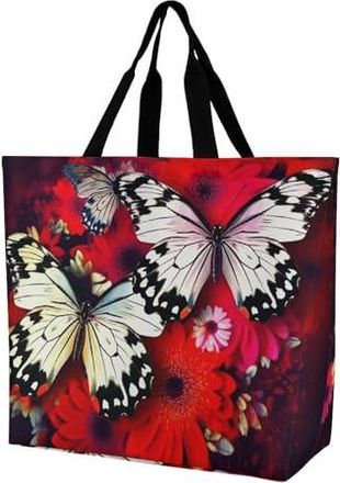 Generic Fleurs Color&eacute;es Papillons Sac Fourre Tout D&eacute;contract&eacute; Sacs De Courses L&eacute;ger Sac Fourre-Tout Pour Voyage Travail Plage