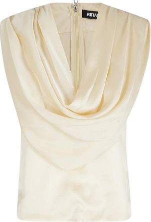 Rotate Rotate Birger Christensen, Femme, Tops, Beige, Taille: 38 FR Chiffon Waterfall Top