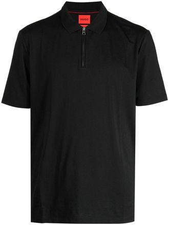 HUGO BOSS chemise en coton mélangé à col zippé - Noir