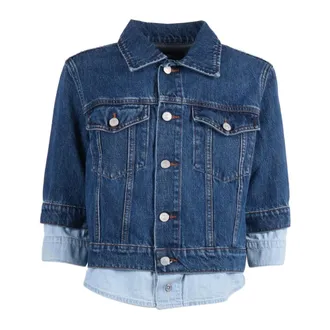 7 For All Mankind Femme, Vestes, Bleu, Taille: 40 FR Double Layer Trucker