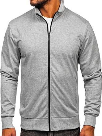 BOLF Homme Sweat-Shirt avec Fermeture Eclair avec Imprime Sweat Manches Longues Zippe Temps Libre Sport Fitness Basic Outdoor Casual Style B067 Gris M [1A1