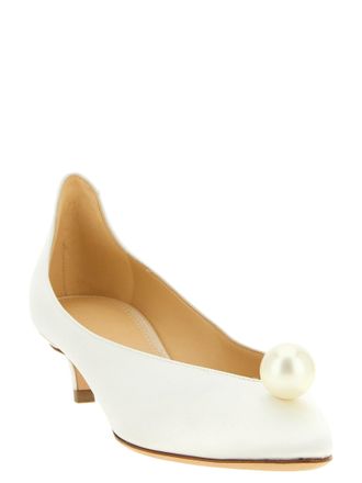 Magda Butrym Pearl-Embellished Satin Pumps - White