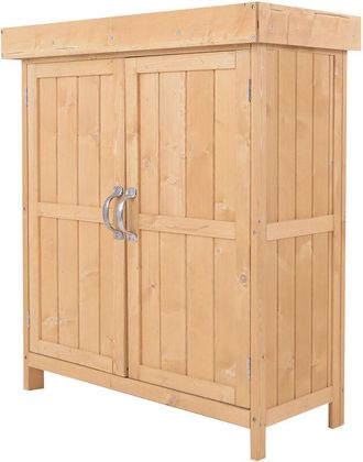 OUTSUNNY Armoire de jardin sur pied double porte &eacute;tag&egrave;re et toit bitum&eacute; relevable dim. 74L x 43l x 88H cm bois sapin