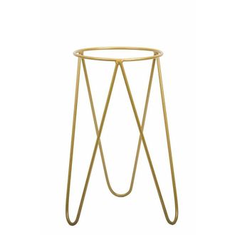 HowHomely Blumenst&auml;nder Metall - Gold Pflanzenst&auml;nder 45 cm Hoch f&uuml;r T&ouml;pfe mit 24 cm &Oslash; - Eleganter und Minimalistischer Blumentopfhalter f&uuml;r die Innendekoration