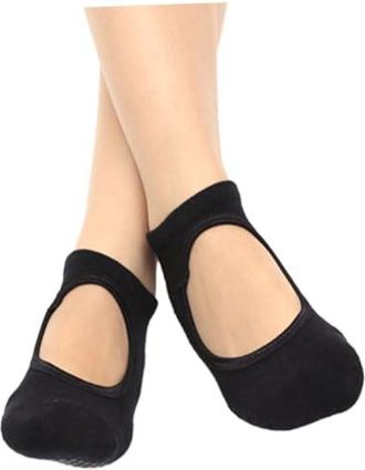 Hemoton Chaussettes de Yoga Antid&eacute;rapantes Femme Coton Absorbant pour Pilates et Fitness Protection et Adh&eacute;rence S&eacute;curis&eacute;e Lot Noir