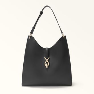Furla Mianova Schultertasche M Nero Schwarz Ferrara Kalbsleder Damen