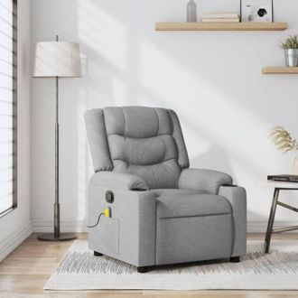 vidaXL Vidaxl - Fauteuil relax inclinable gris clair - Tissu 100% polyester - Massage par vibrations 6 points - Inclinaison 135&deg; - Dimensions 77x93x99cm