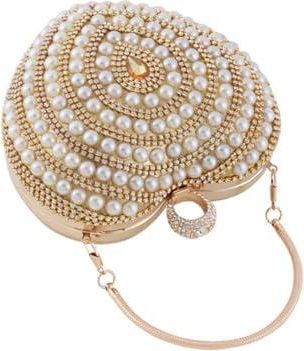 IFUNDOM Sac de Soir&eacute;e Femme &Eacute;l&eacute;gant Forme de Coeur avec D&eacute;corations Brillantes Pochette Luxe pour Banquet et Mariage L&eacute;ger et Portable Accessoire Chic pour F&ecirc;