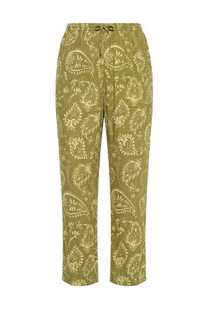 Ulla Popken Schlupfhose Hose Rose Paisleymuster weites Bein Elastikbund
