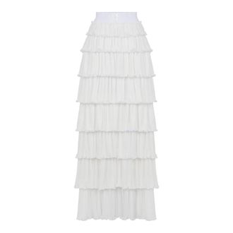 Elisabetta Franchi Rock aus Georgette mit Volants - - Skirts - Damen - Beige - 2XL