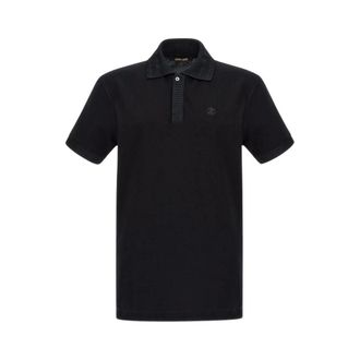 Roberto Cavalli Schwarzes Logo-Polo Hergestellt in Italien - - Tops - Herren - Schwarzk - XS