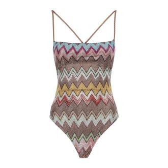 Missoni Femme, Maillots de bain, Multicolore, Taille: 36 FR Une-pi&egrave;ce en viscose lam&eacute;e avec macro zig zag