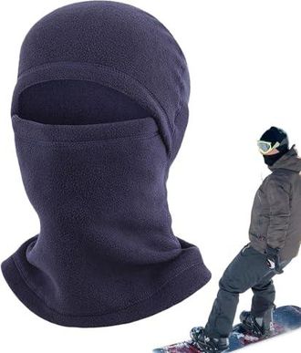 Generic Bonnet dhiver avec couvre-visage | Bonnet dhiver respirant et cache-cou - Coupe-vent dautomne - Couvre-visage pour le ski et le cyclisme, Bleu marine,