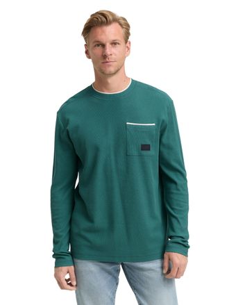 Tom Tailor Herren 1047797 2-in-1 Langarmshirt aus Baumwolle, 14171-Jasper Green, 3XL