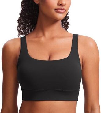 CRZ YOGA Femmes Butterluxe Soutien-Gorge de Sport à Dos en U - Faible Impact Yoga Entraînement Rembourré Haut Court Noir XL