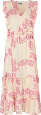 Lollys Laundry Femme, Robes, Rose, Taille: 36 FR &Eacute;l&eacute;gante robe midi &agrave; imprim&eacute; feuilles