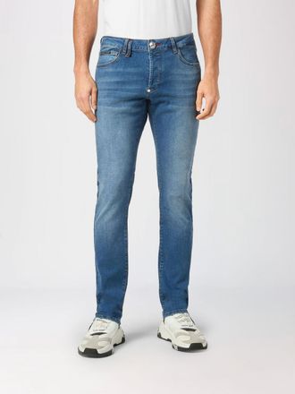 Philipp Plein Jean skinny en denim de coton coupe slim avec logo m&eacute;tallique