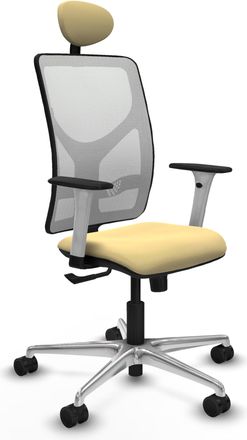 Piqueras y Crespo B&uuml;rostuhl mit wei&szlig;en und schwarzen Armlehnen, h&ouml;henverstellbare Lendenwirbelst&uuml;tze und festes Kopfteil, ausgestattet mit 3 Positionen, Wei&szlig;/Cremefarbe