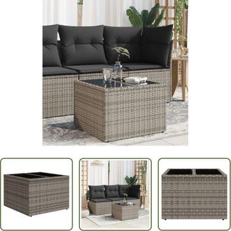 vidaXL vidaXL PE-Rattan - Gartentisch mit Glasplatte Grau 55x55x37 cm Poly Rattan