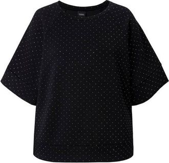 Ulla Popken Sweatshirt Sweatshirt Ziersteine Rundhals Halbarm Modalmix