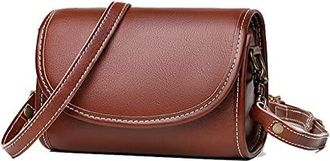 Generic Petit sac &agrave; bandouli&egrave;re pour femme en cuir v&eacute;ritable, sac &agrave; main tendance &agrave; rabat avec compartiments, marron, Small