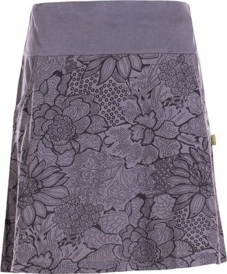 vishes kurzer Damenrock mit Blumen-Spitze in grau I Gr&ouml;&szlig;e 2XL (42-44) I Handgefertigt aus 100% Baumwolle I Rock mit Taschen I F&uuml;r warme & kalte Monate I Nach