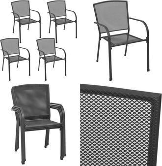 vidaXL Vidaxl - Gartenstühle 4 Stk. Mesh-Design Anthrazit Stahl - Gartenstühle - Stapelbare Gartenstühle - Outdoor Möbel - Metall Gartenstühle - Anthrazit