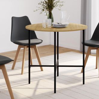 IDMarket Runder Esstisch Detroit 4 Personen Industriedesign 80 cm