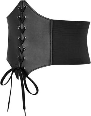 Grebrafan Elastique Ceinture Corset Femme &agrave; Lacets R&eacute;tro Vintage (EUR(30-32) XS, Noir)